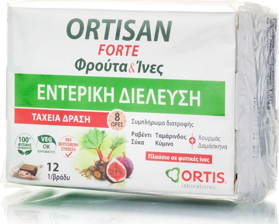 Ortis Ortisan Forte Φρούτα & Ίνες 12 Κύβοι - feelhealthy.gr